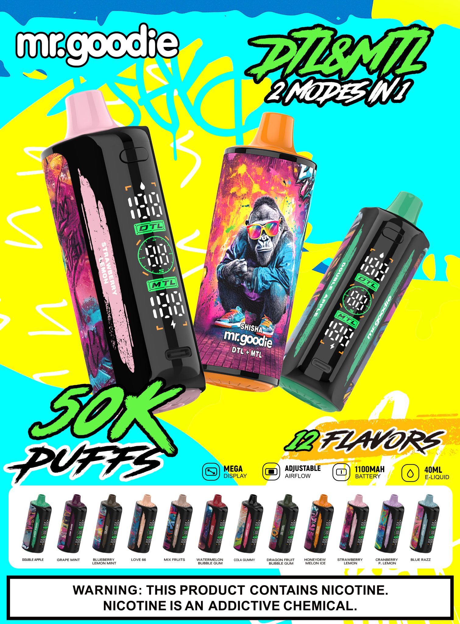 Mr.Goodie SHISHA DTL & MTL Disposable Vape 50000 Puffs – Mr.Goodie